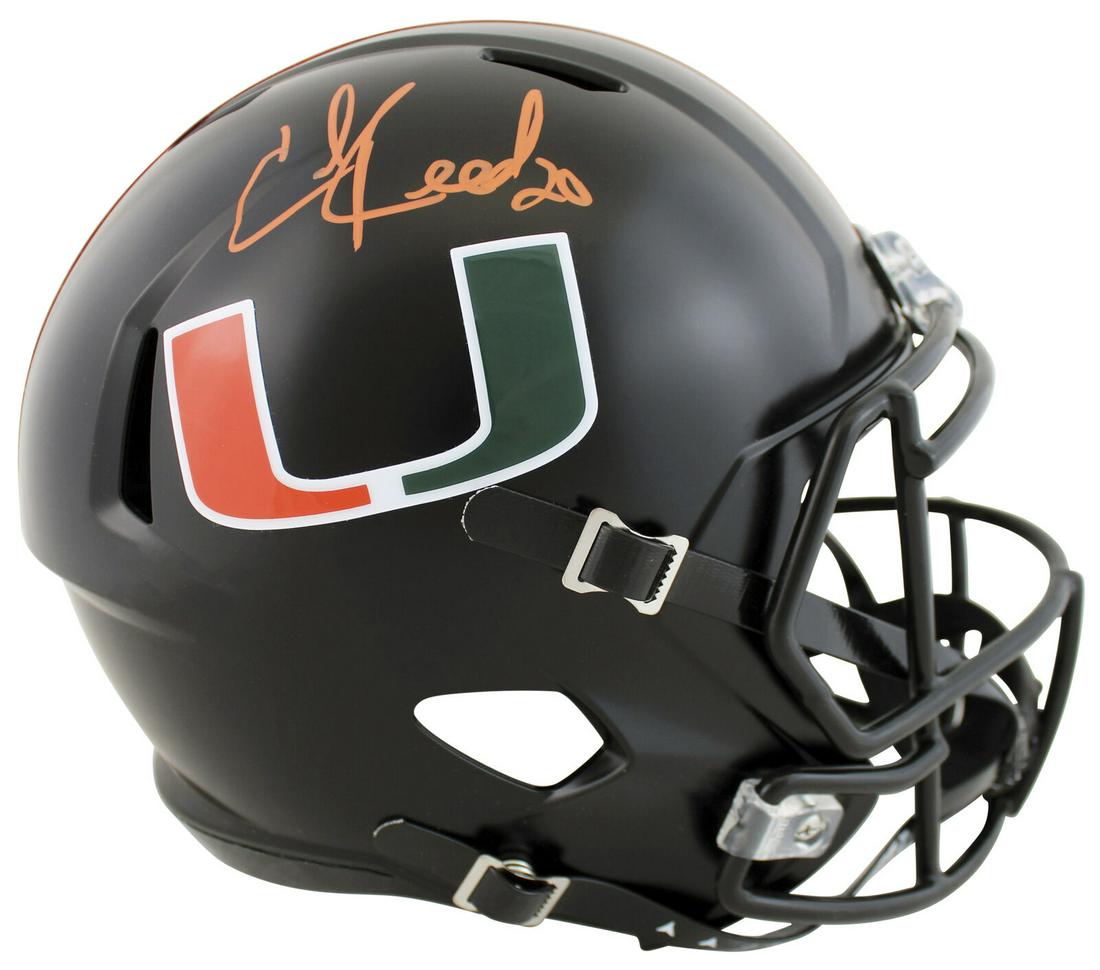 Miami Ed Reed Signed 2017 Alt Nights Black Full Size Speed Rep Helmet ...