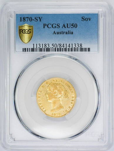 1870 Sy Sovereign Australia Gold Coin Pcgs Au50 Secure Plus Rare Coin