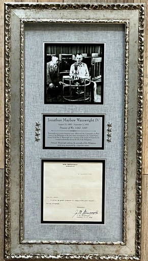 Jonathan "skinny" Wainwright (wwii General/pow) Signed Custom Framed ...