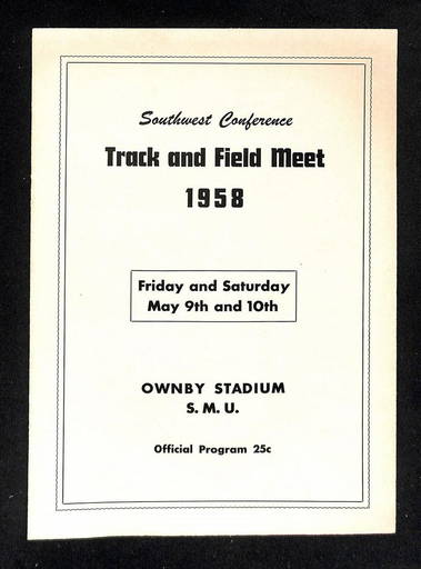 1958 Swc Track & Field Championship Program May 9 10 Ownby Stadium