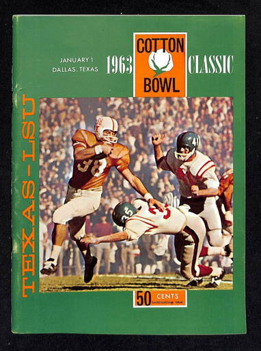 1963 Cotton Bowl Program Texas V Lsu Lynn Amedee Mvp Ex/mt Nice