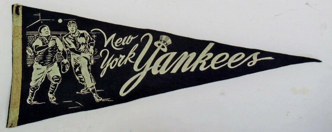 1940s Vintage New York Yankees Baseball Pennant 29" Very Rare