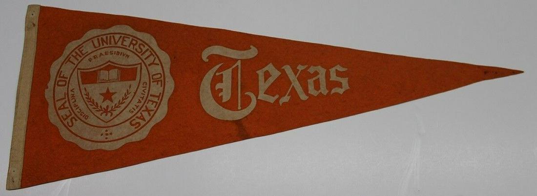 1940s Vintage Texas Longhorns Pennant 30" Ex