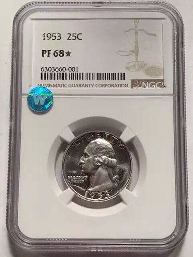 1953 P Washington Quarter Ngc Pf 68* Sight White