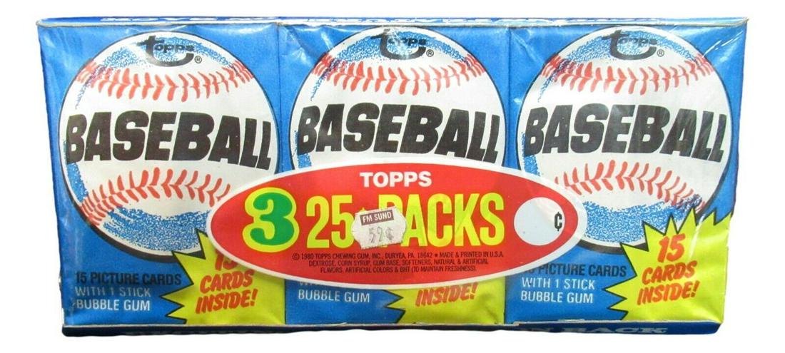 1980 Topps Baseball 3 Pack Wax Pack Grocery Tray Sealed Guaranteed ...