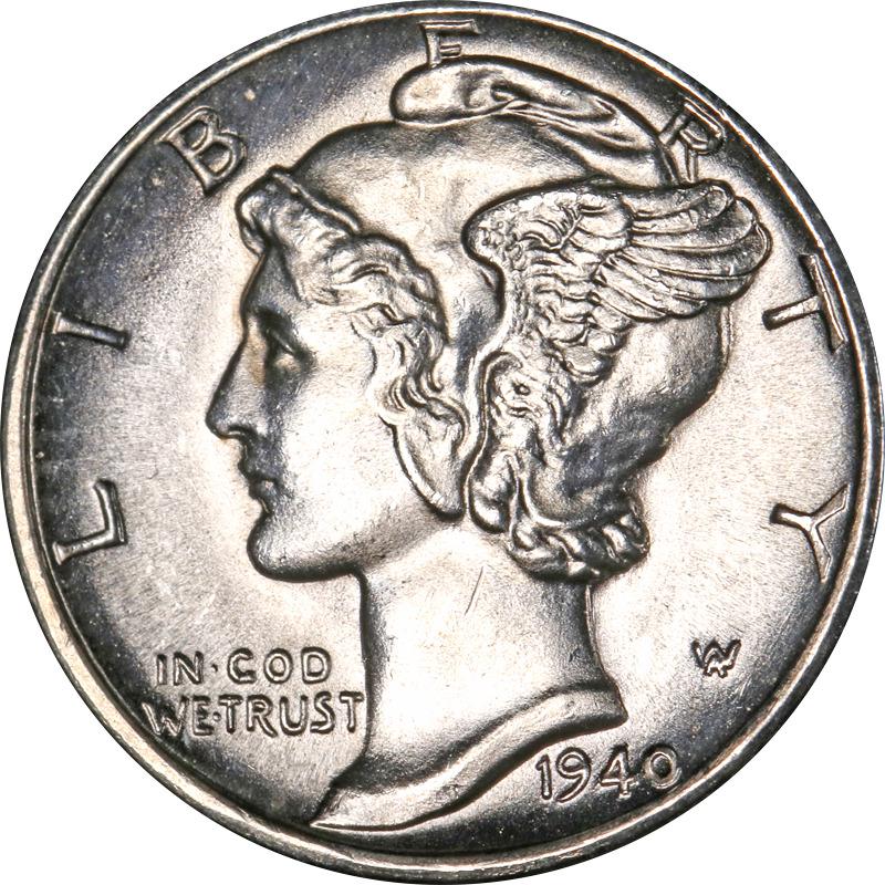 1940 D Mercury Dime Full Split Bands