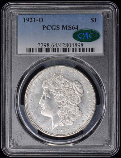 1921-D $1 Morgan Dollar PCGS MS64 (CAC) - Dec 23, 2022 | Mynt Auctions in NY