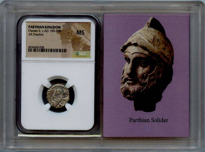 Osroes II c.AD 190-208 PARTHIAN AR Drachm NGC MS60 Story Vault (#0847G ...