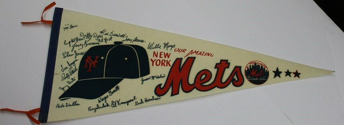 Early 1970s New York Mets Signature Style Pennant 30" Rare 63066