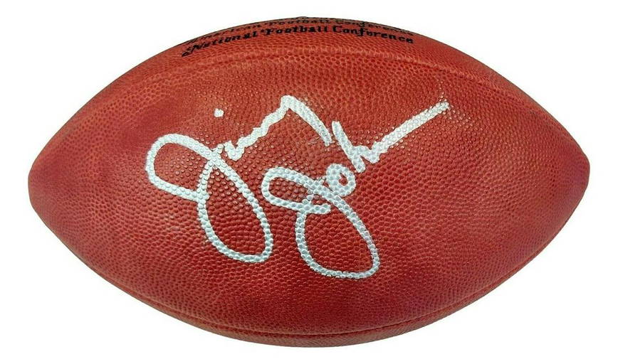 Jimmy Johnson Signed Official Leather Football Autograph Cowboys PSA ...