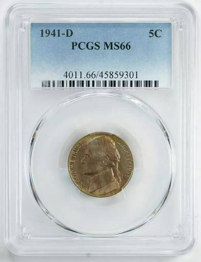 1941 D JEFFERSON NICKEL 5C PCGS MS 66 MINT STATE UNC - TONED COD! (301 ...
