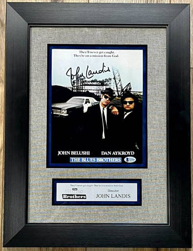 John Landis (the Blues Brothers) Signed 8x10 Photo Custom Framed Display