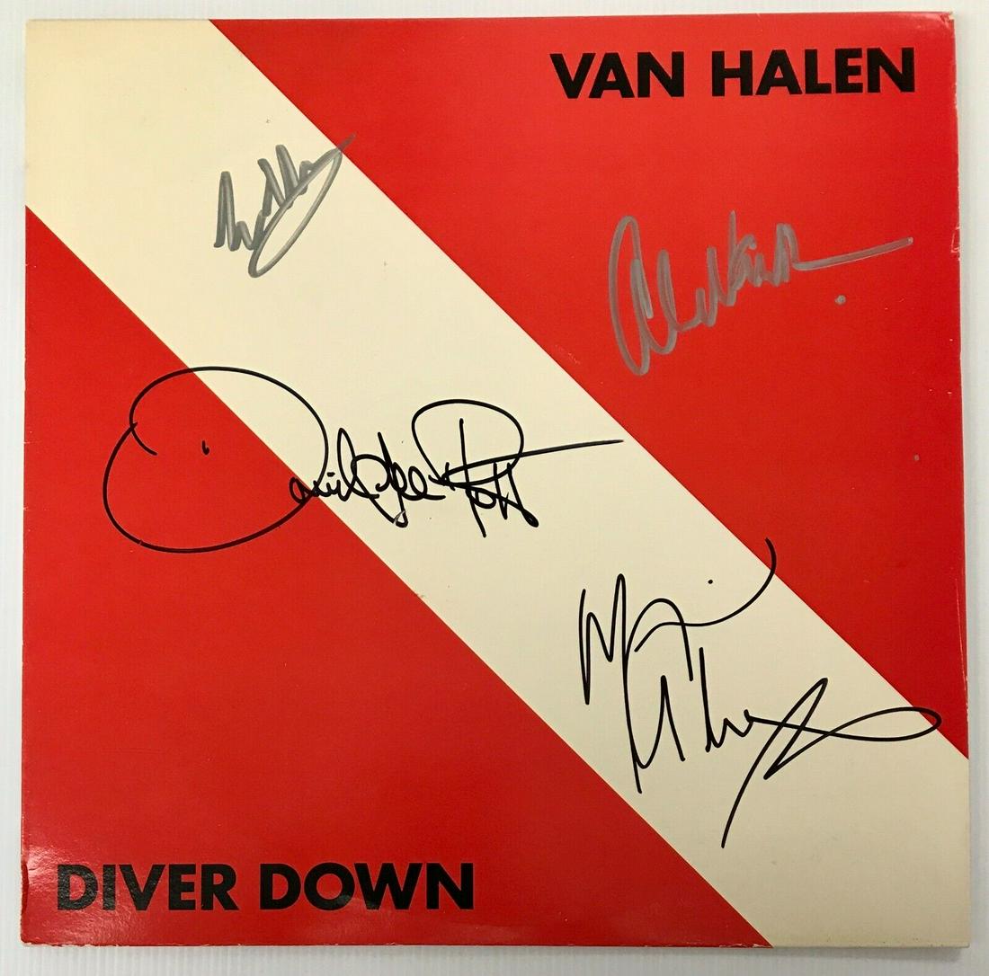 Van Halen Signed "diver Down" Album Complete Original Band Signed Jsa Letter