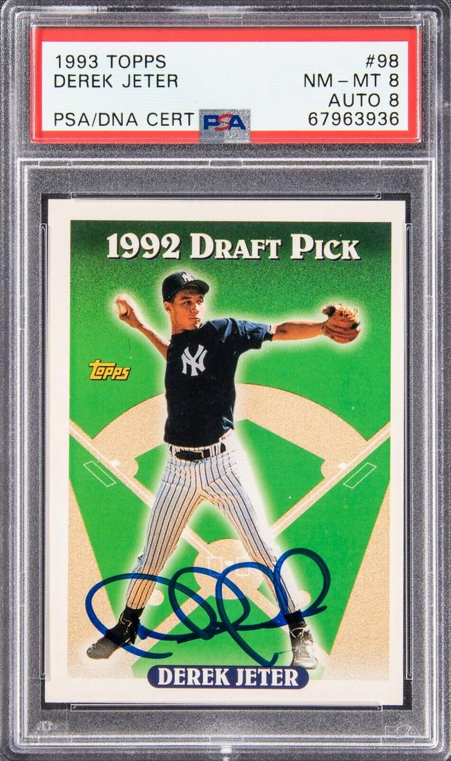 1993 Topps Draft Pick #98 Derek Jeter Signed Rc Card Psa 8 Pre Rookie ...