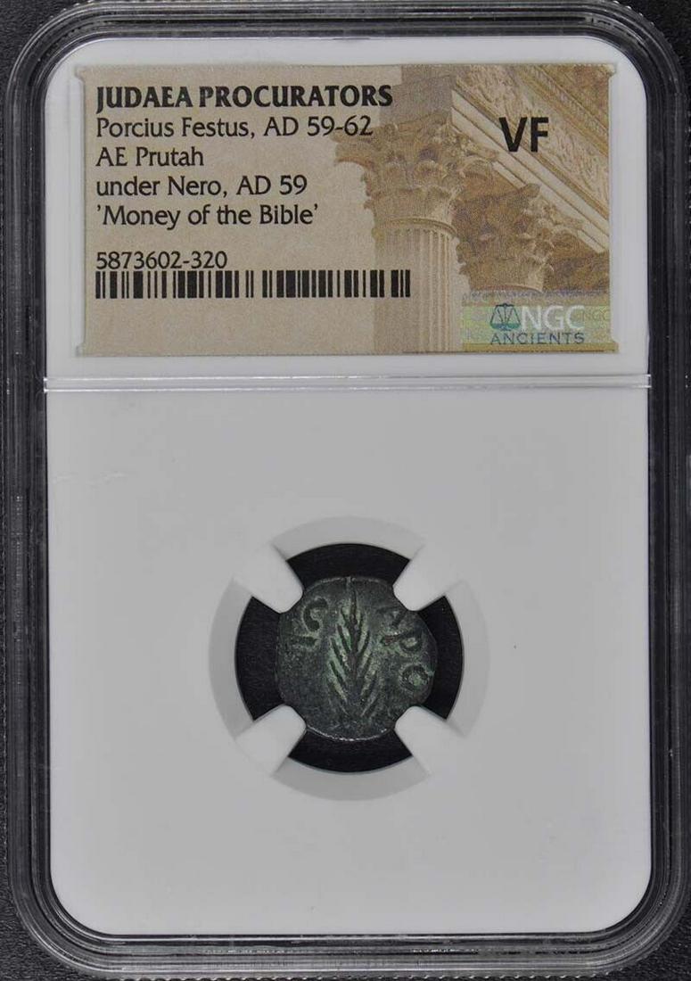 Porcius Festus Ad 59 62 Judaea Procurators Ae Prutah Ngc Vf20