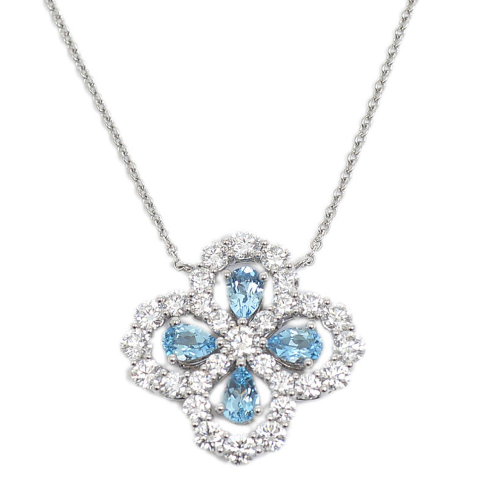Harry Winston Loop Full Motif Pendant Diamond Aquamarine Medium Pt950