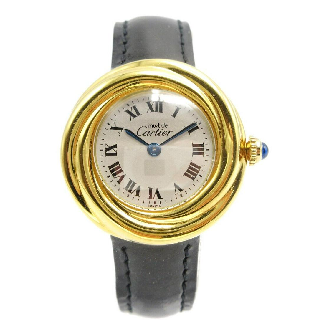 Cartier Must Trinity Ref.2735 Quartz Watch Argent Plaque Or G 20m Sv925