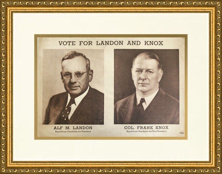 Alf Landon 1936 Campaign Poster Framed Repro