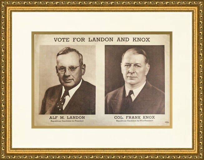 Alf Landon 1936 Campaign Poster Framed Repro