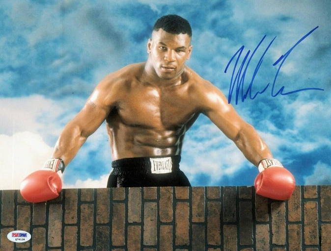 Mike Tyson Signed Autographed 11x14 Photo Vintage Brick Wall Pose Psa