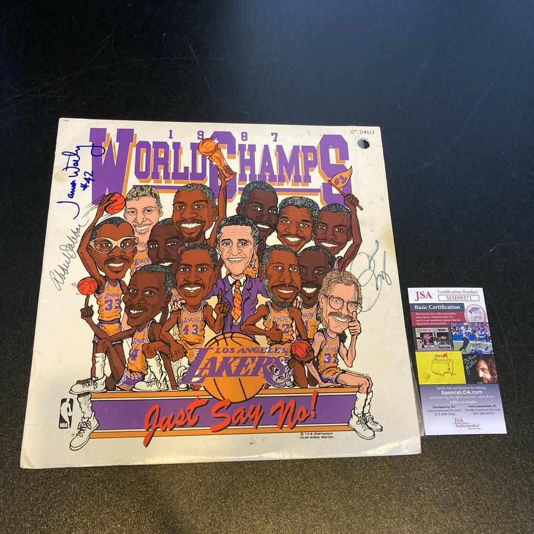 Kareem Abdul Jabbar James Worthy Pat Riley Signed 1987 Lakers Champs Lp ...