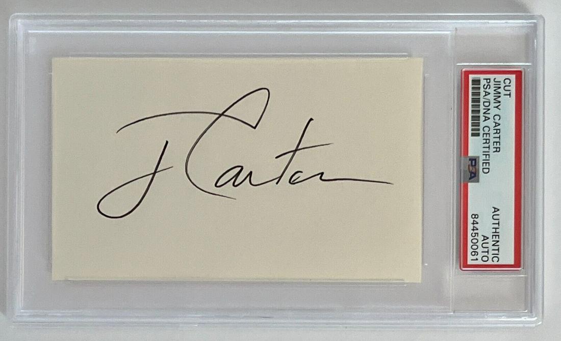 President Jimmy Carter 39th Potus Signed Cut Signature Psa 84450061
