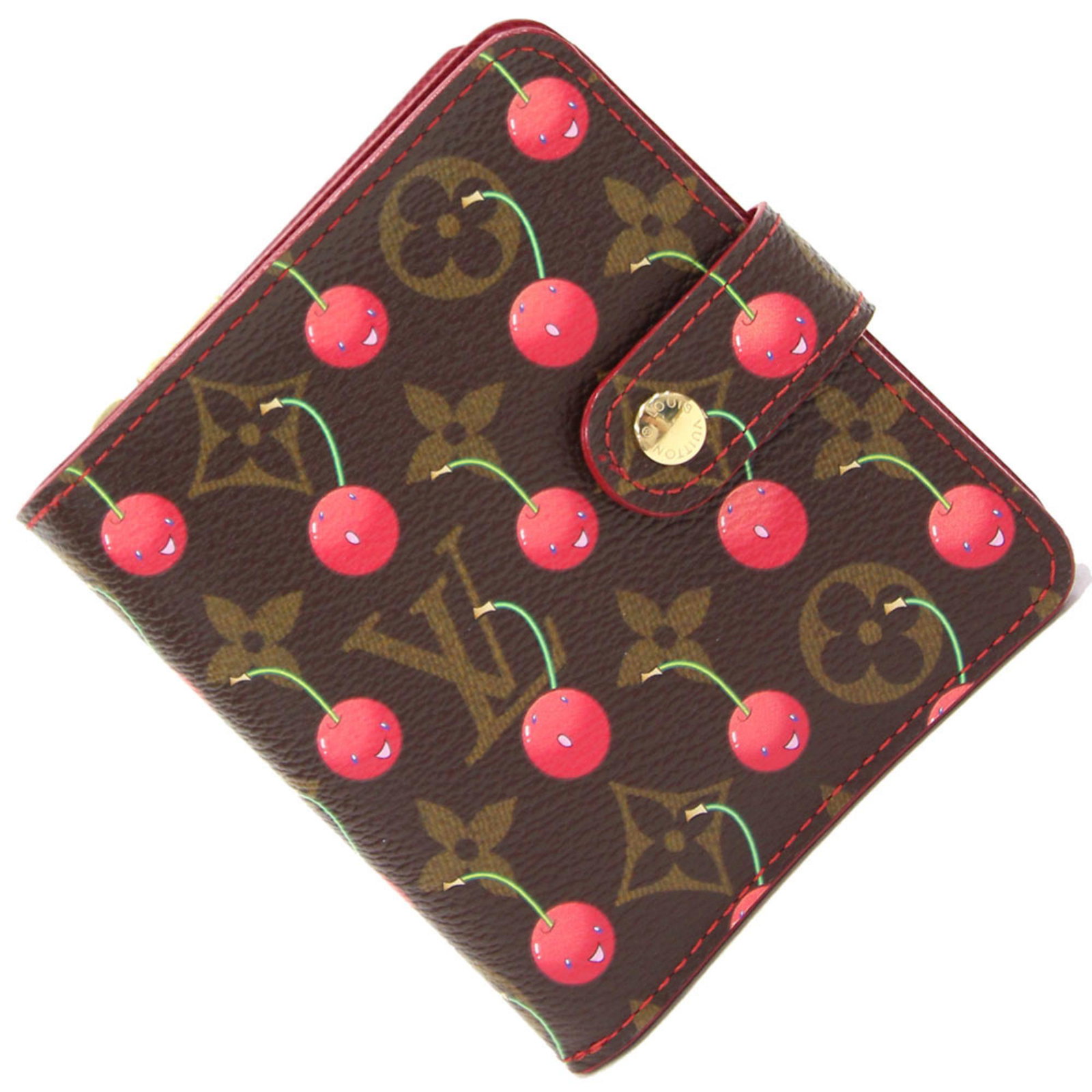 Louis Vuitton Bi-Fold Wallet Monogram Cherry Zip M95005 Mini Round ...