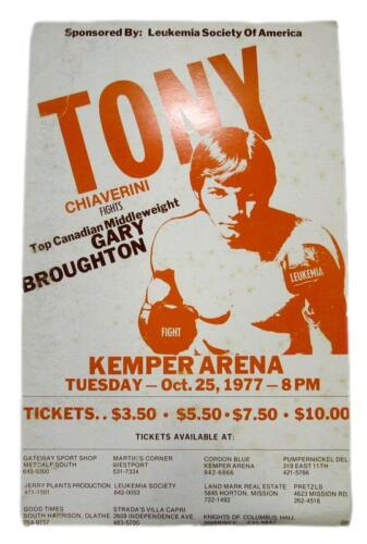Tony Chaverini Vs. Gary Broughton 14x22 On Site 1977 Boxing Poster ...