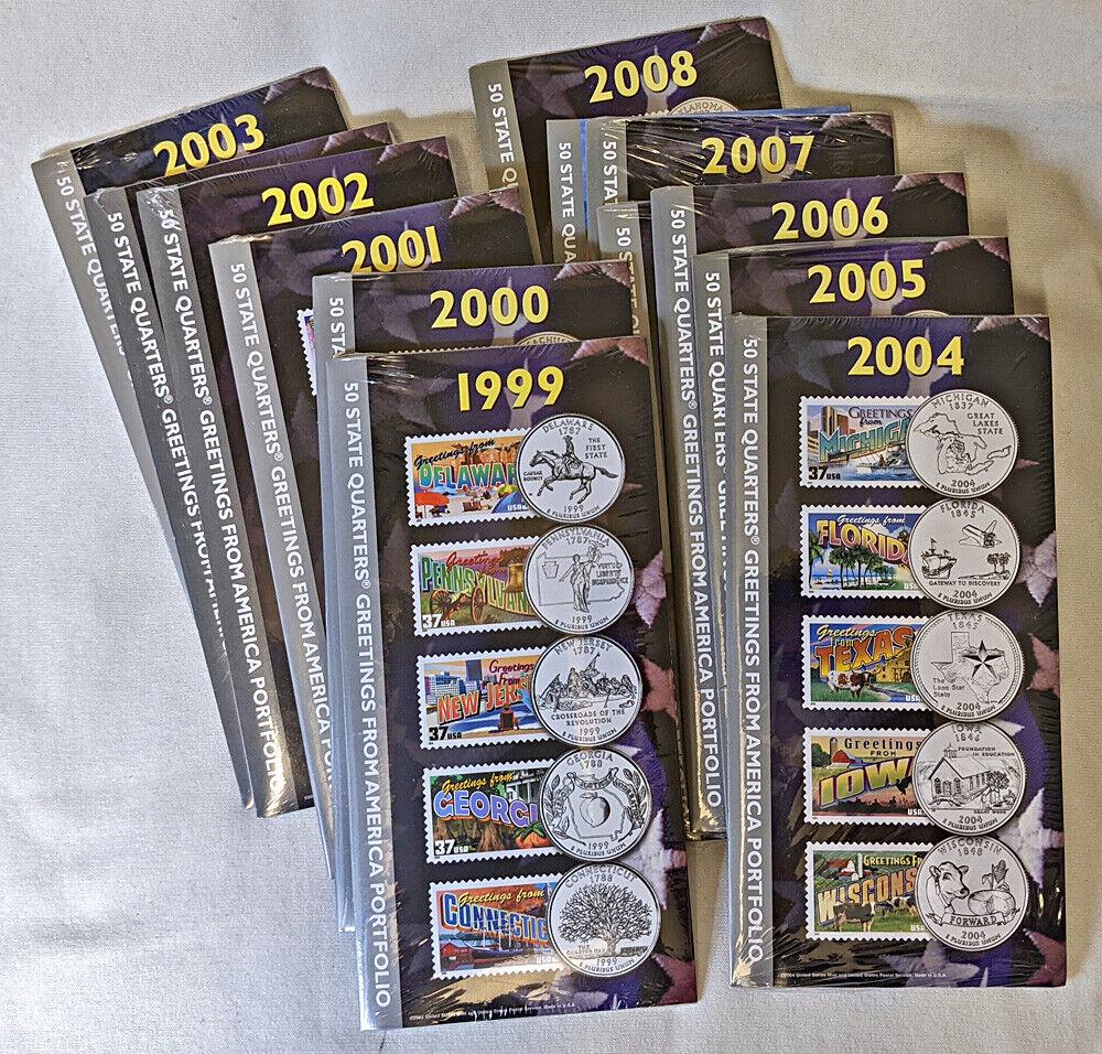 50 State 25c Greetings From America Portfolio Coin & Stamp Sets 1999 2008