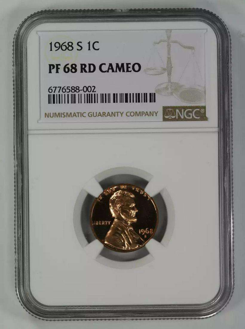 1968 S PROOF LINCOLN MEMORIAL CENT PENNY 1C NGC CERTIFIED PF 68 RED ...