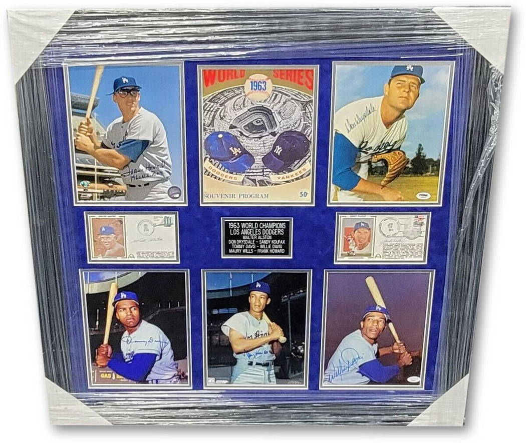 1963 Dodgers Signed Autographed Framed Collage Koufax Drysdale Alston ... 1963 Dodgers Signed Autographed Framed Collage Koufax Drysdale Alston ...