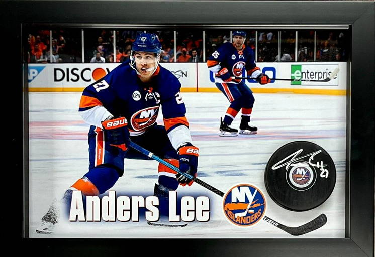 Anders Lee (islanders) Signed Custom Framed Puck Display Fanatics