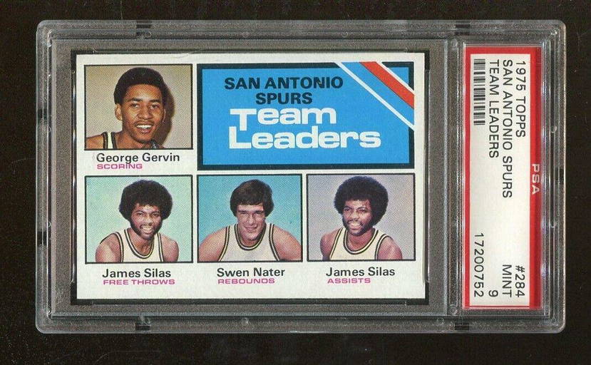 San Antonio Spurs Team Leaders Card 1975 Topps Basketball Gervin Psa 9