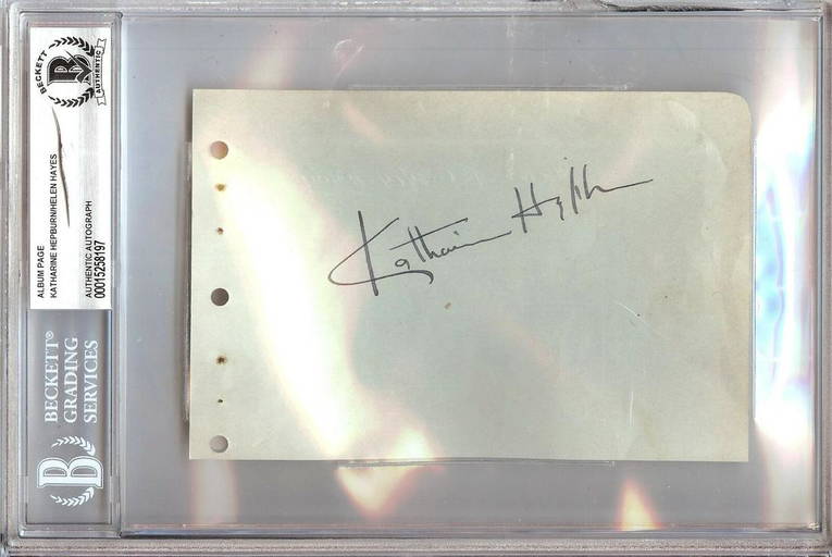 Katharine Hepburn Helen Hayes Signed Autographed Cut Signature Bas