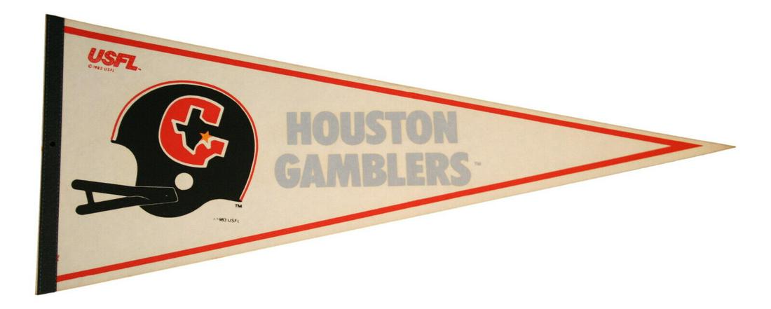 Vintage 1980s Usfl Houston Gamblers Pennant 30x12" Nmt 91773