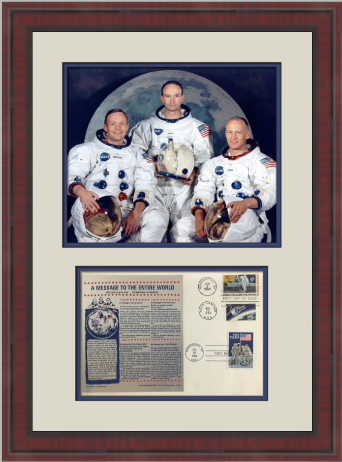 Apollo 11 Mission Crew First Day Cover Issue Custom Frame Photo
