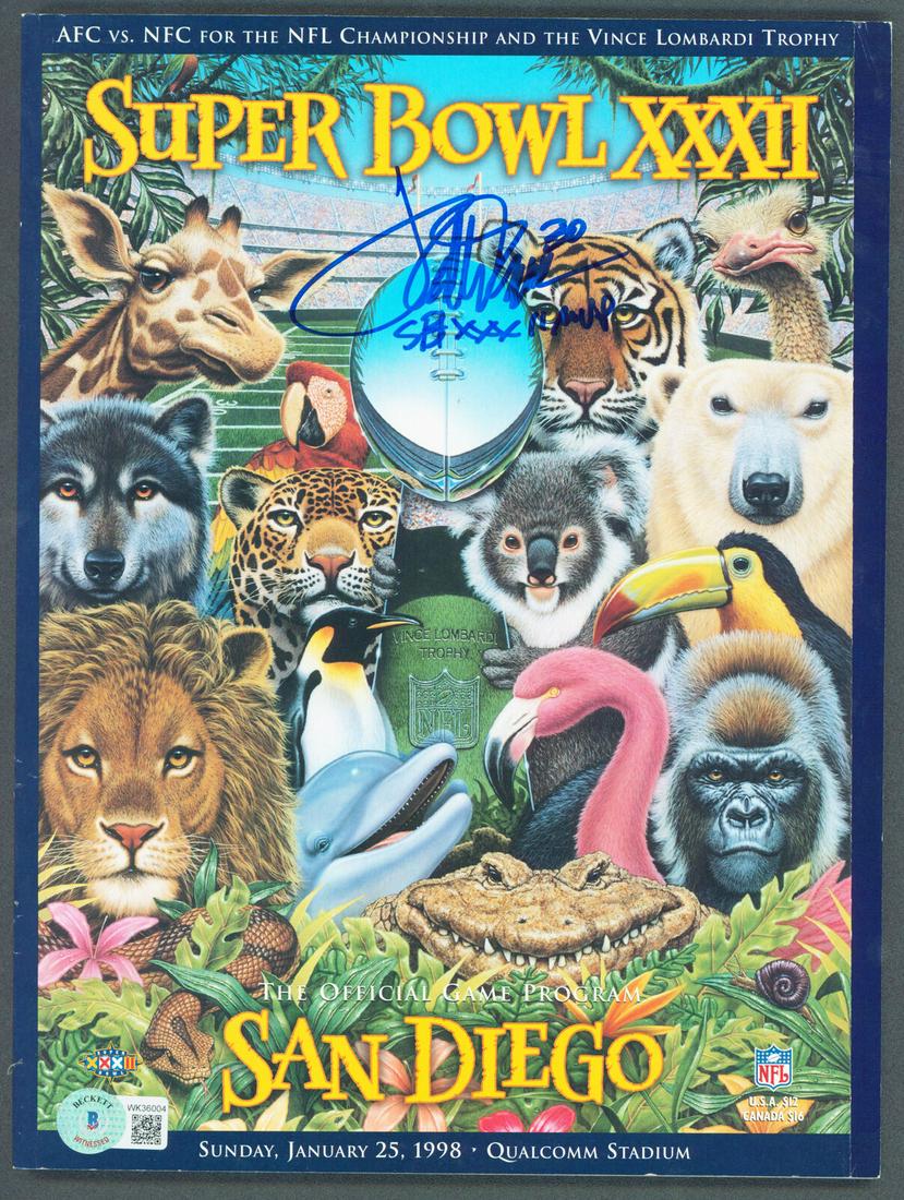 Broncos Terrell Davis "SB XXXII MVP" Signed SB XXXII Program BAS Wit # ...