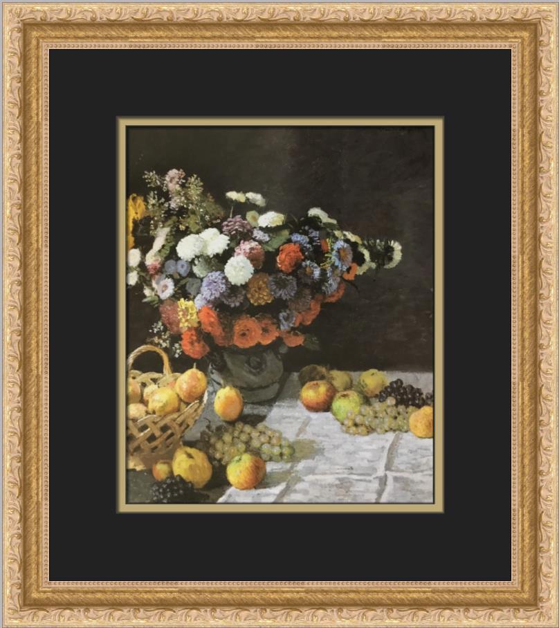 Claude Monet Still Life With Flowers And Fruit Custom Framed Print