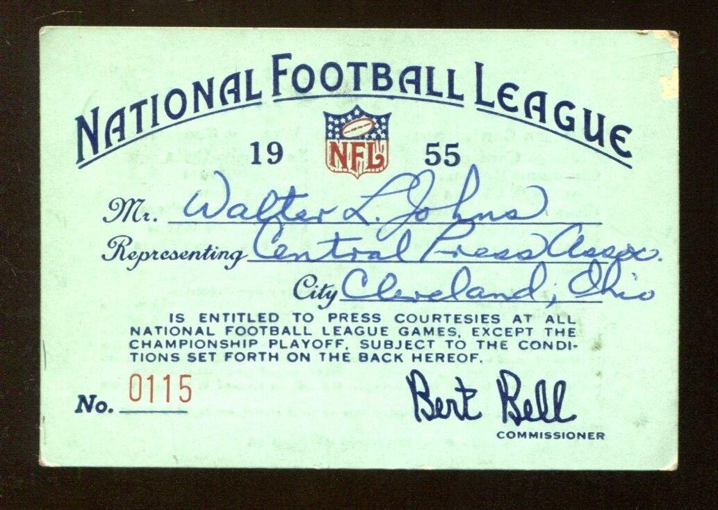 1955 Nfl Season Media Press Pass Ticket Extremely Rare Browns Champs 43192