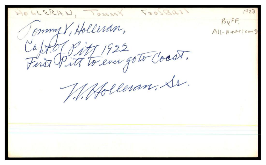 Tom Holleran Signed Index Card 3x5 Autographed Buffalo D:1972 87475