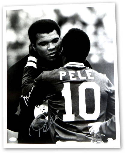 Muhammad Ali Pele Dual Signed Autographed 16x20 Photo 1970 B/w Jsa