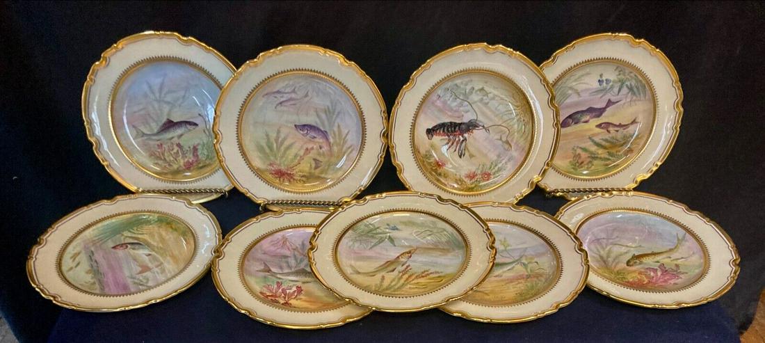 Copeland Fish Plates Signed J. Wallace