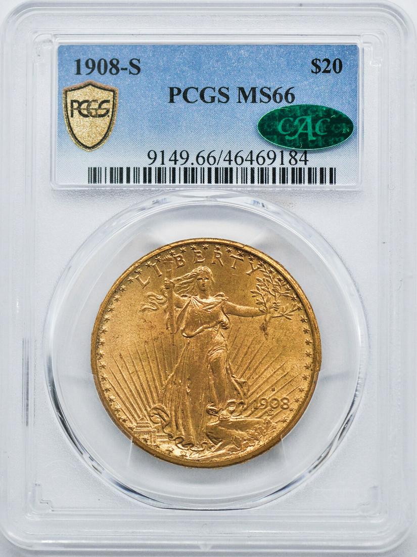 1908 S St. Gaudens $20 Pcgs Ms 66