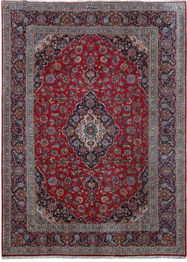 8 X 11 Red Persian Signed Kashan Rug