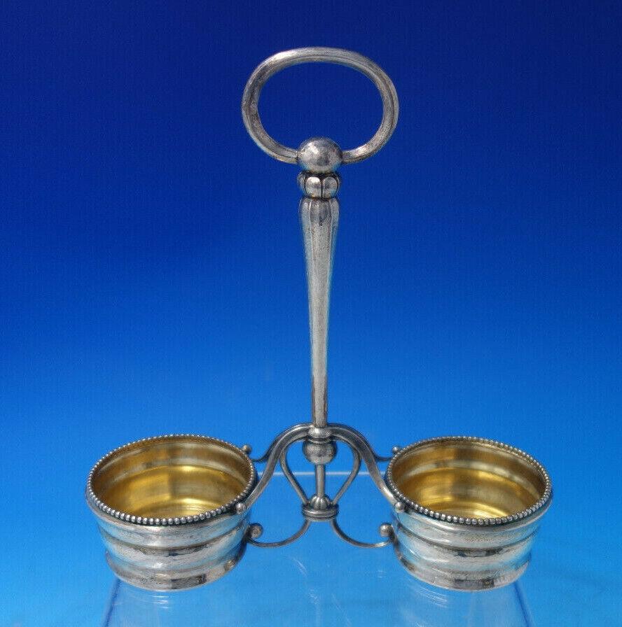 Beaded By Georg Jensen Sterling Silver Condiment Caddy Gold Washed Auction