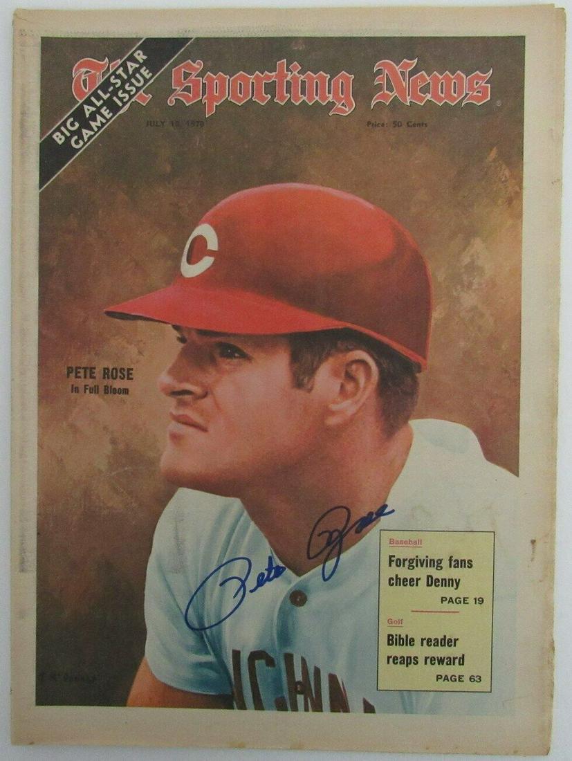 Pete Rose Cincinnati Reds Signed 1970 The Sporting News Newspaper Jsa ...