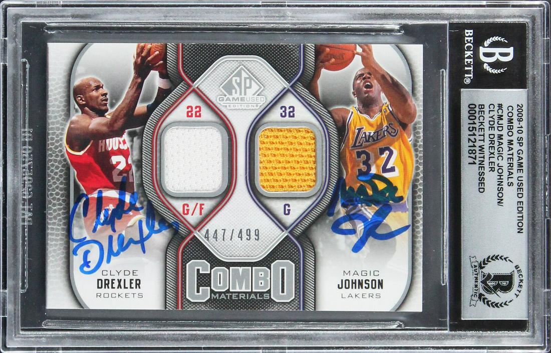 Magic Johnson & Clyde Drexler Signed 2009 Sp Gucm #cmjd Card Auto 10 ...