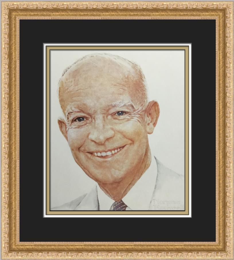 Norman Rockwell Dwight D. Eisenhower Custom Framed Print Auction
