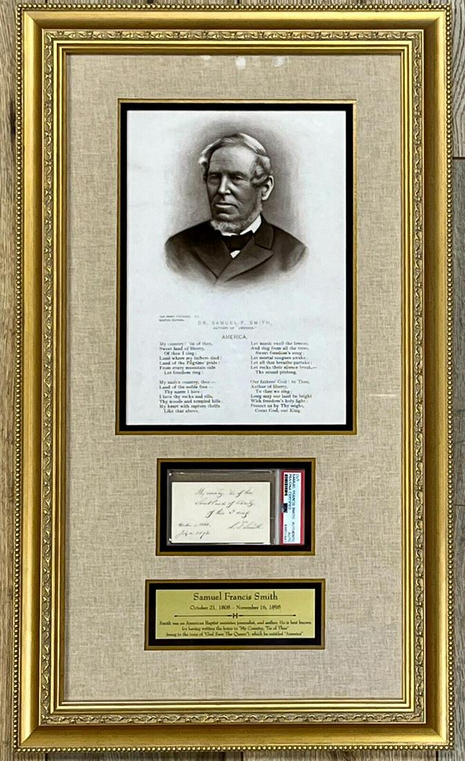 Samuel Francis Smith (america-my Country Tis Of Thee) Signed Framed ...