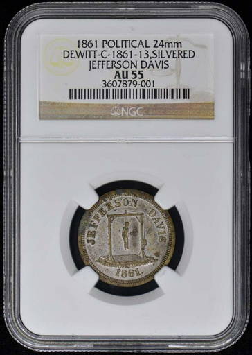 1861 Jefferson Davis Death Traitors Civil War C 1861 13 Silvered Ngc Au55